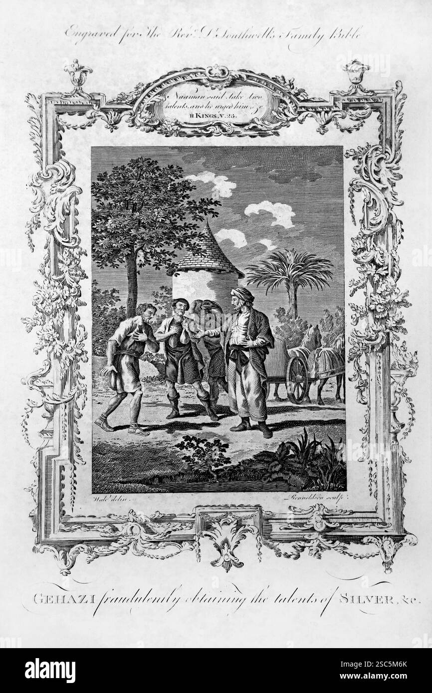 Copper-plate Engraving of Gehazi (Elisha's Servant) Fraudulently ...