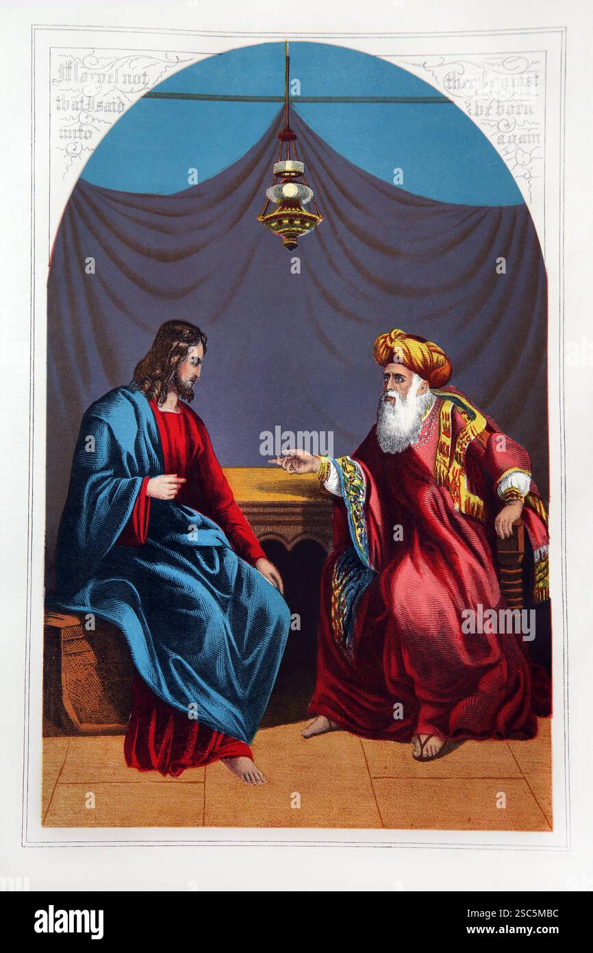 Illustration of Nicodemus Visiting Jesus Christ at Night (Gospel) in ...