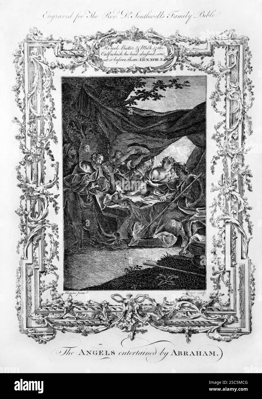 Copper-Plate Engraving of The Angels Entertained by Abraham (Genesis ...