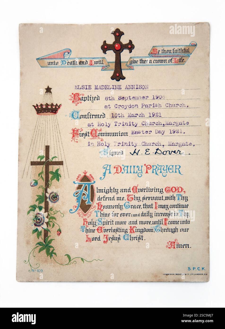 Antique 1921 Catholic Confirmation Certificate Stock Photo - Alamy