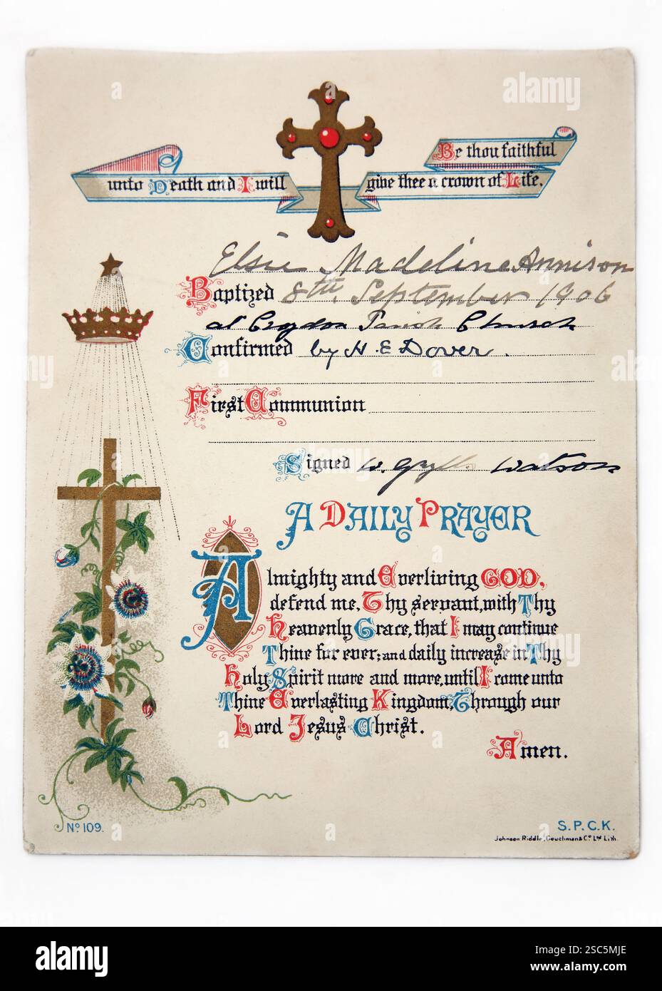 Antique 1921 Catholic Confirmation Certificate Stock Photo - Alamy