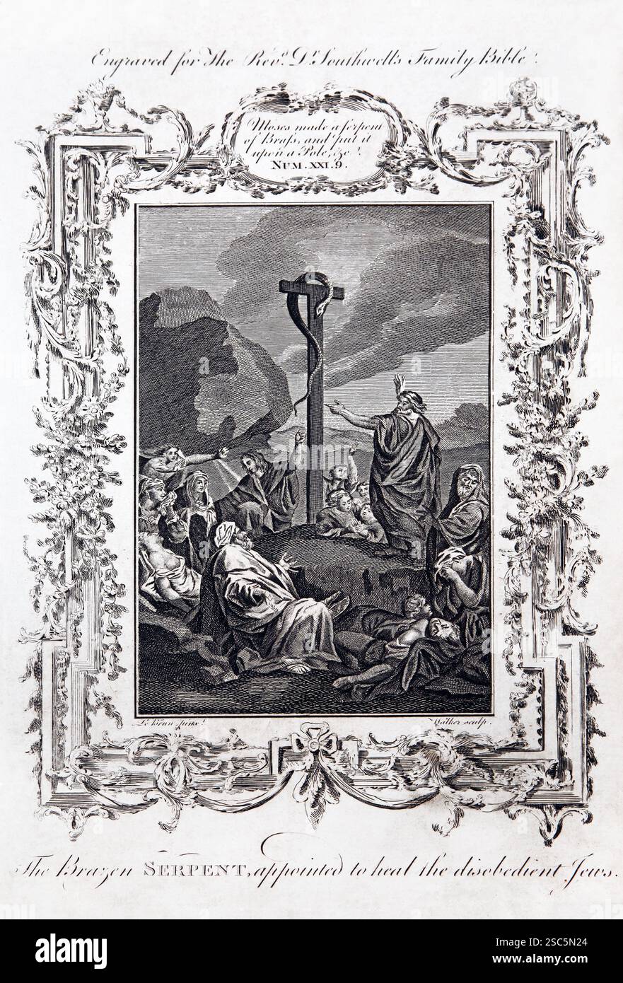 Copper-plate Engraving of The brazen Serpent appointed to heal the ...