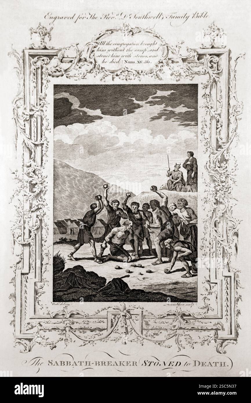 Copper-plate Engraving of the Sabbath-Breaker Stoned to Death from ...