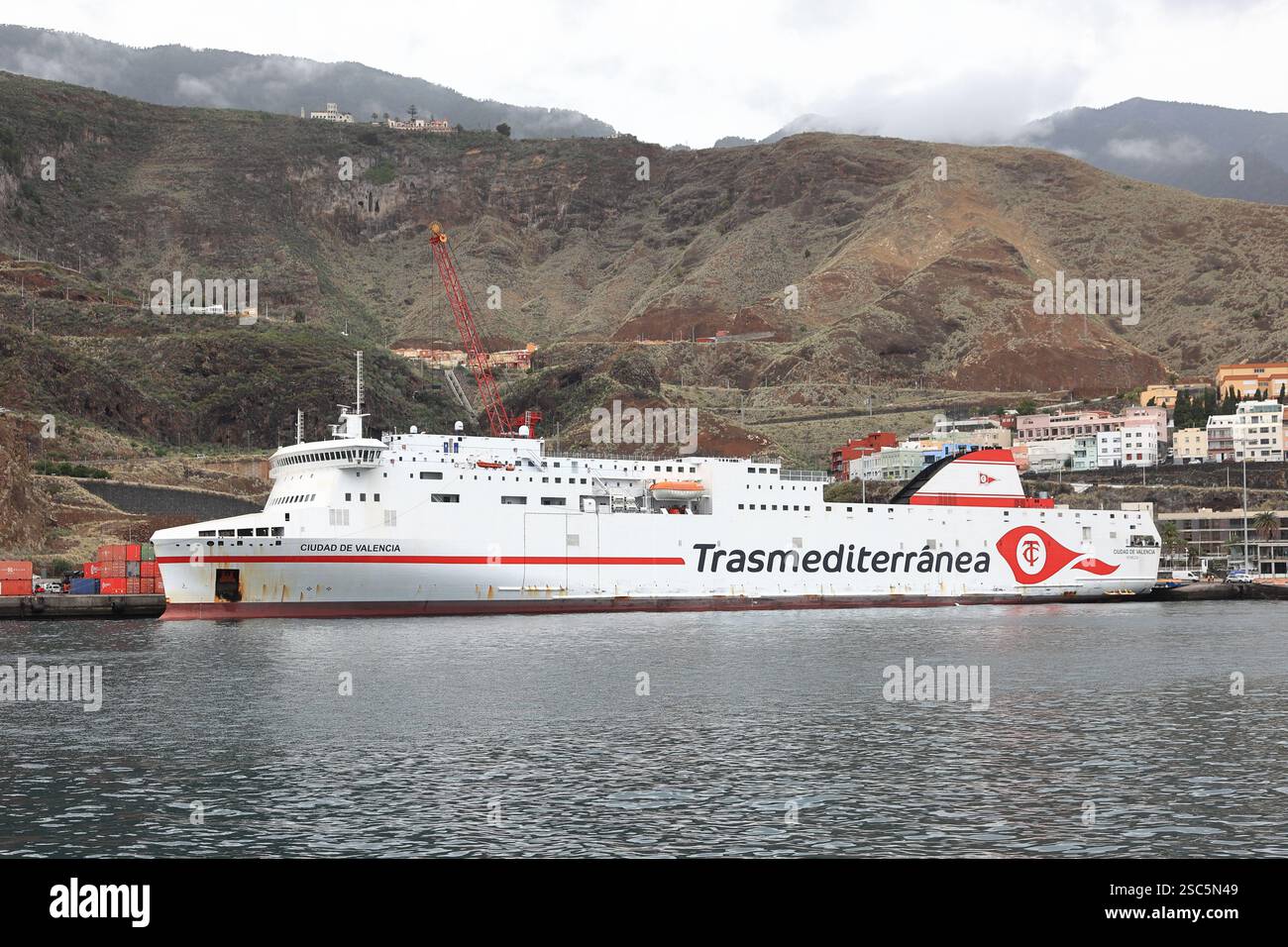 The Ro-Ro passenger cargo ship Ciudad De Valencia in the port of Santa ...