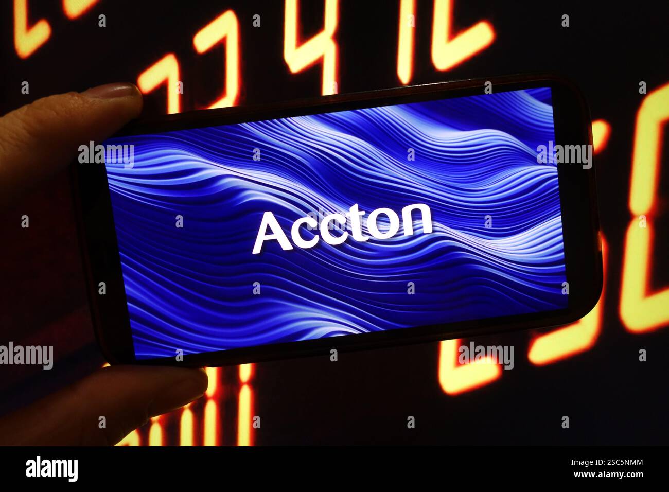 February 4, 2025, Poland: In this photo illustration, the Accton Technology company logo is seen ...