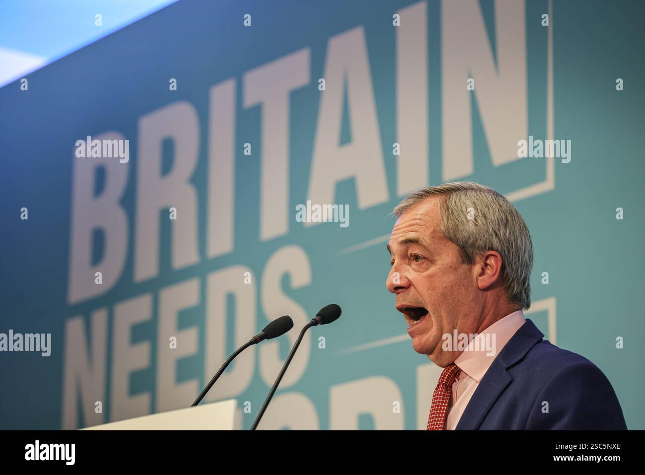 London, UK. 05th Feb, 2025. Nigel Farage, party founder and MP for ...
