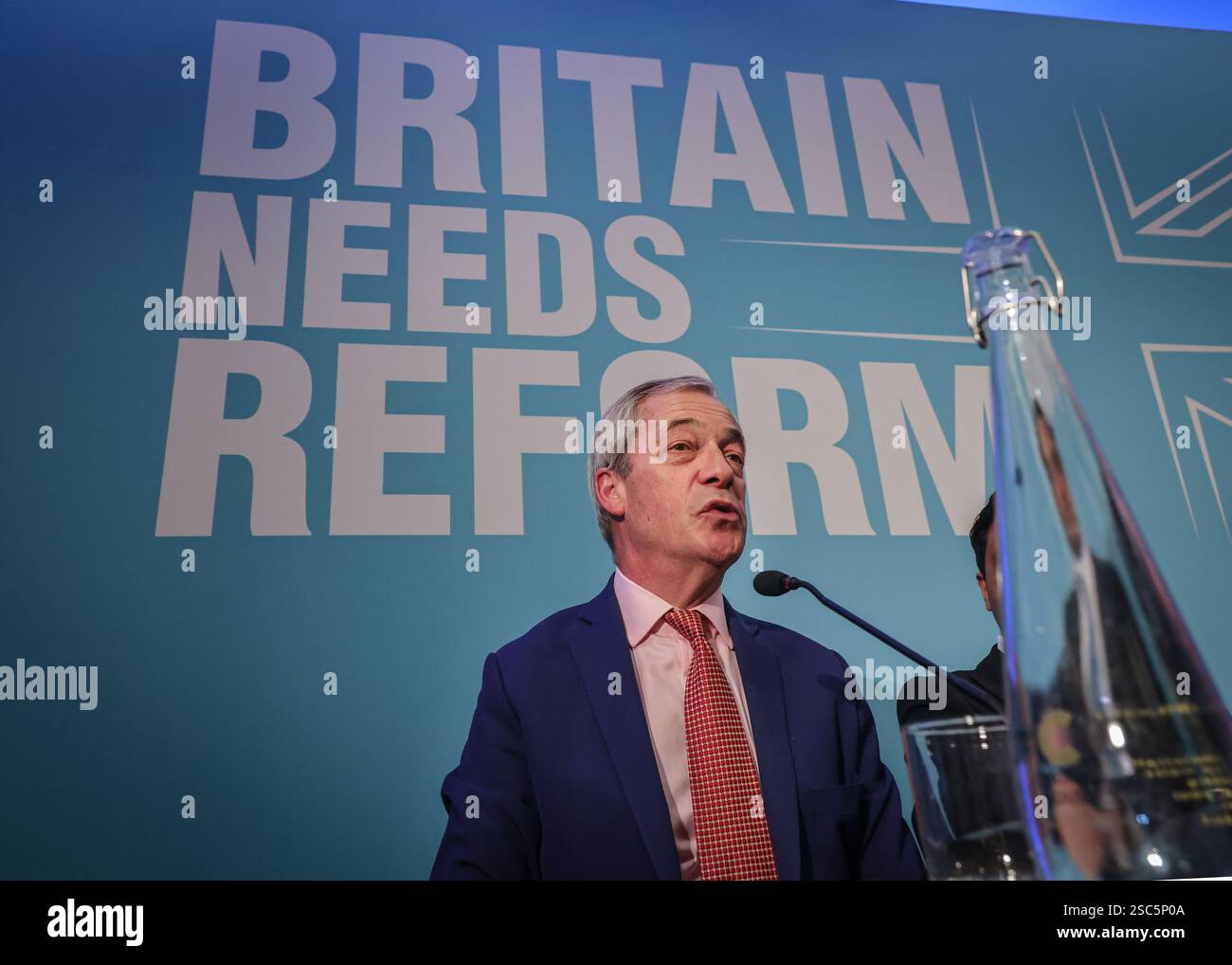 London, UK. 05th Feb, 2025. Nigel Farage, party founder and MP for ...