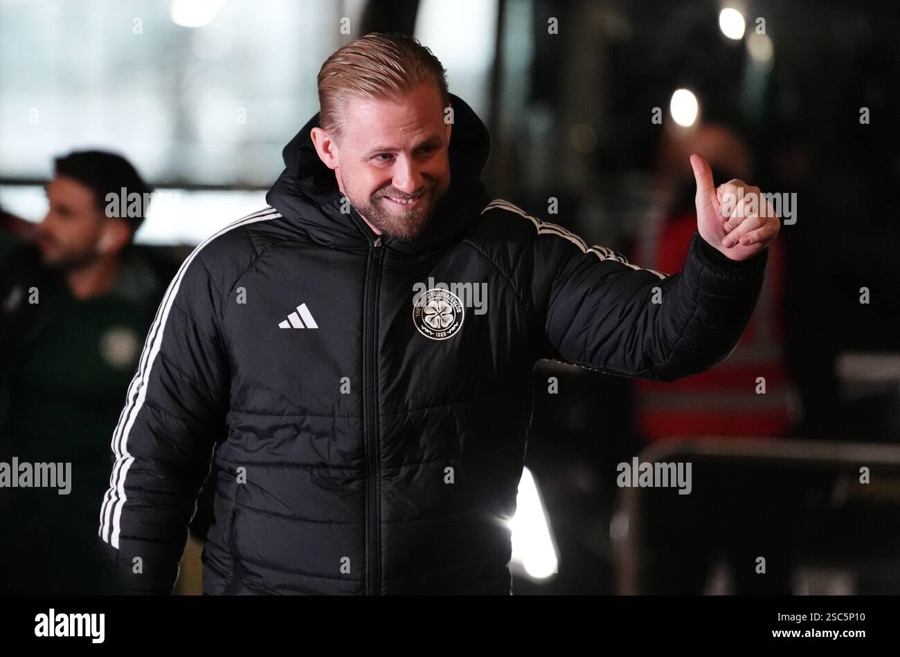 Celtic goalkeeper Kasper Schmeichel arrives at the ground ahead of the ...