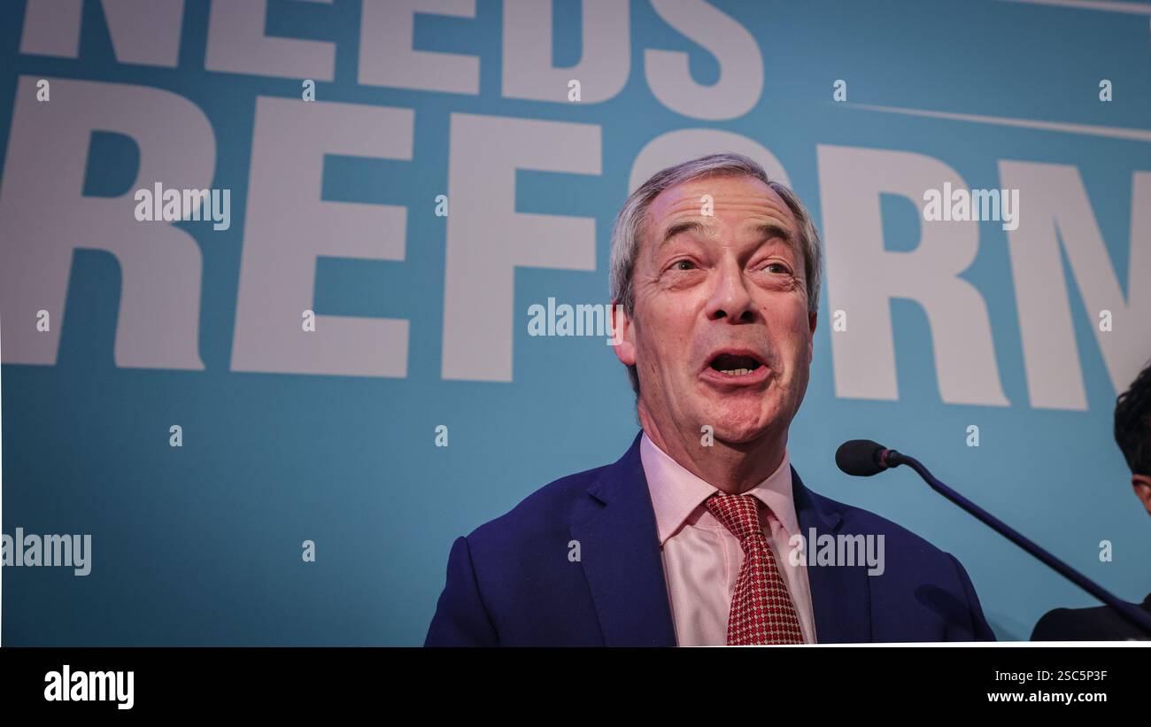 London, UK. 05th Feb, 2025. Nigel Farage, party founder and MP for ...