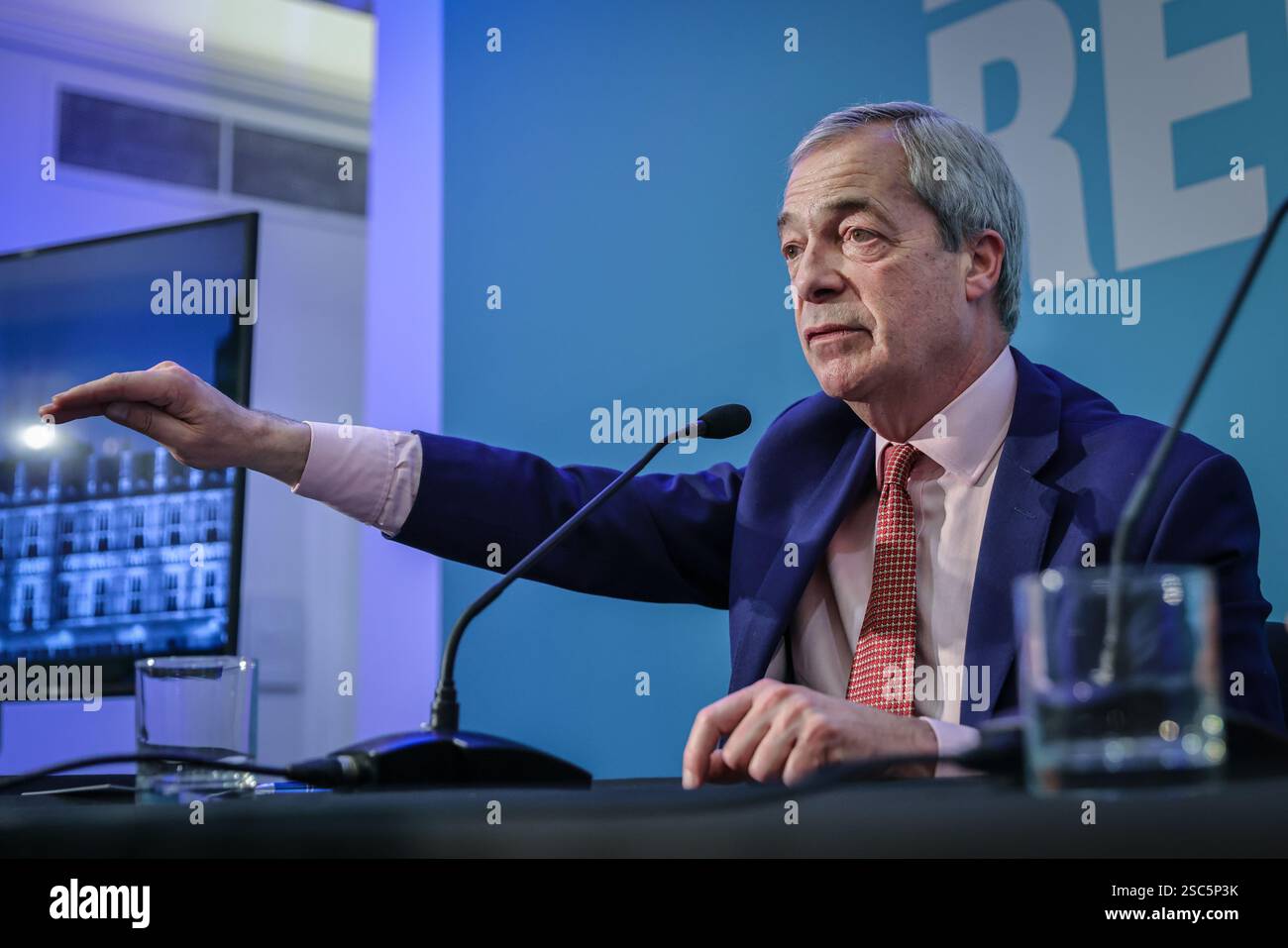 London, UK, 05th Feb 2025. Nigel Farage, party founder and MP for ...