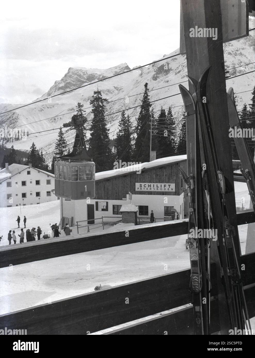 1960s, historical, ski lift at Petersboden, Arlberg, Austria Stock ...
