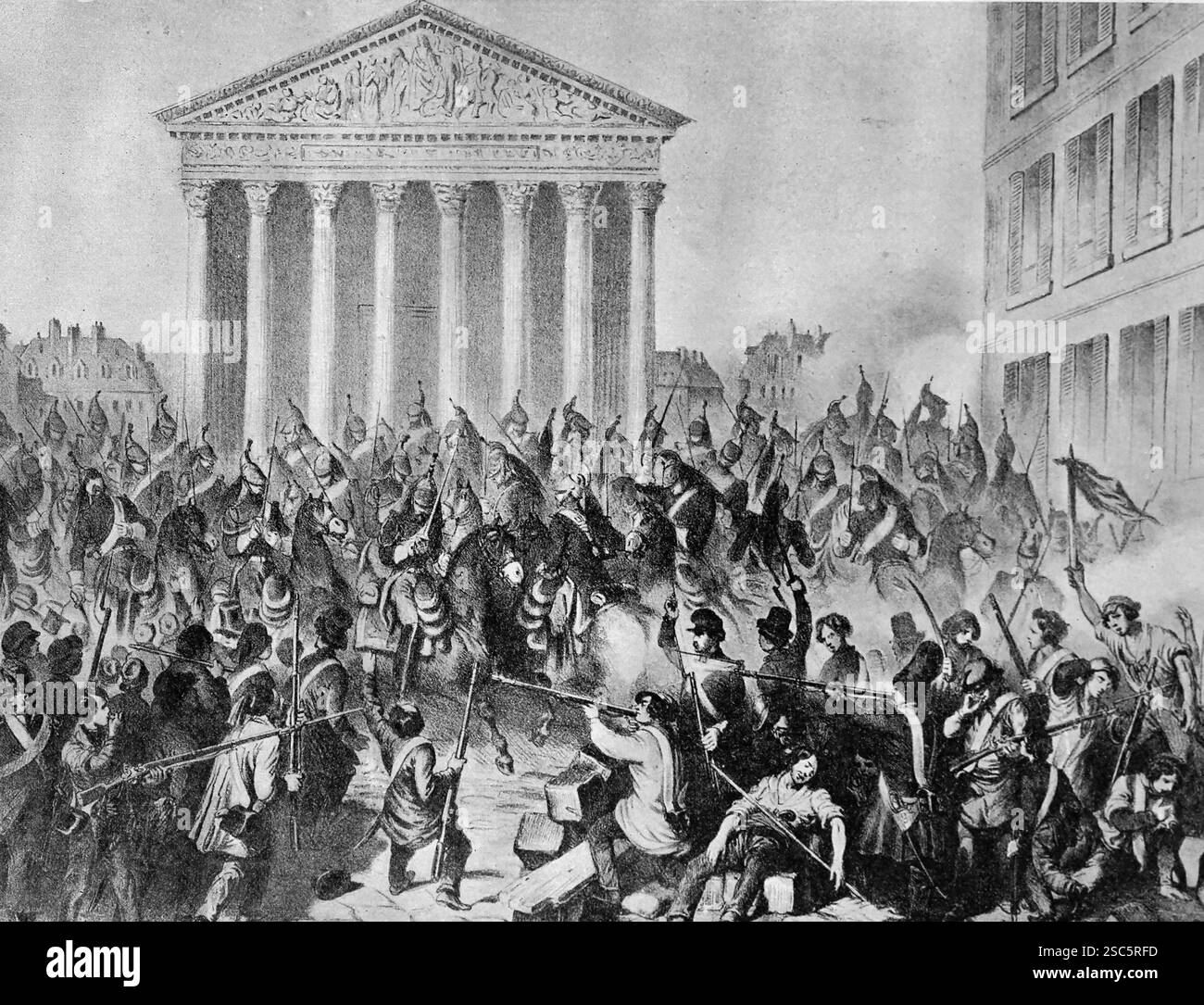 France. Paris. 1848 Revolution. February 22. First charge of the ...