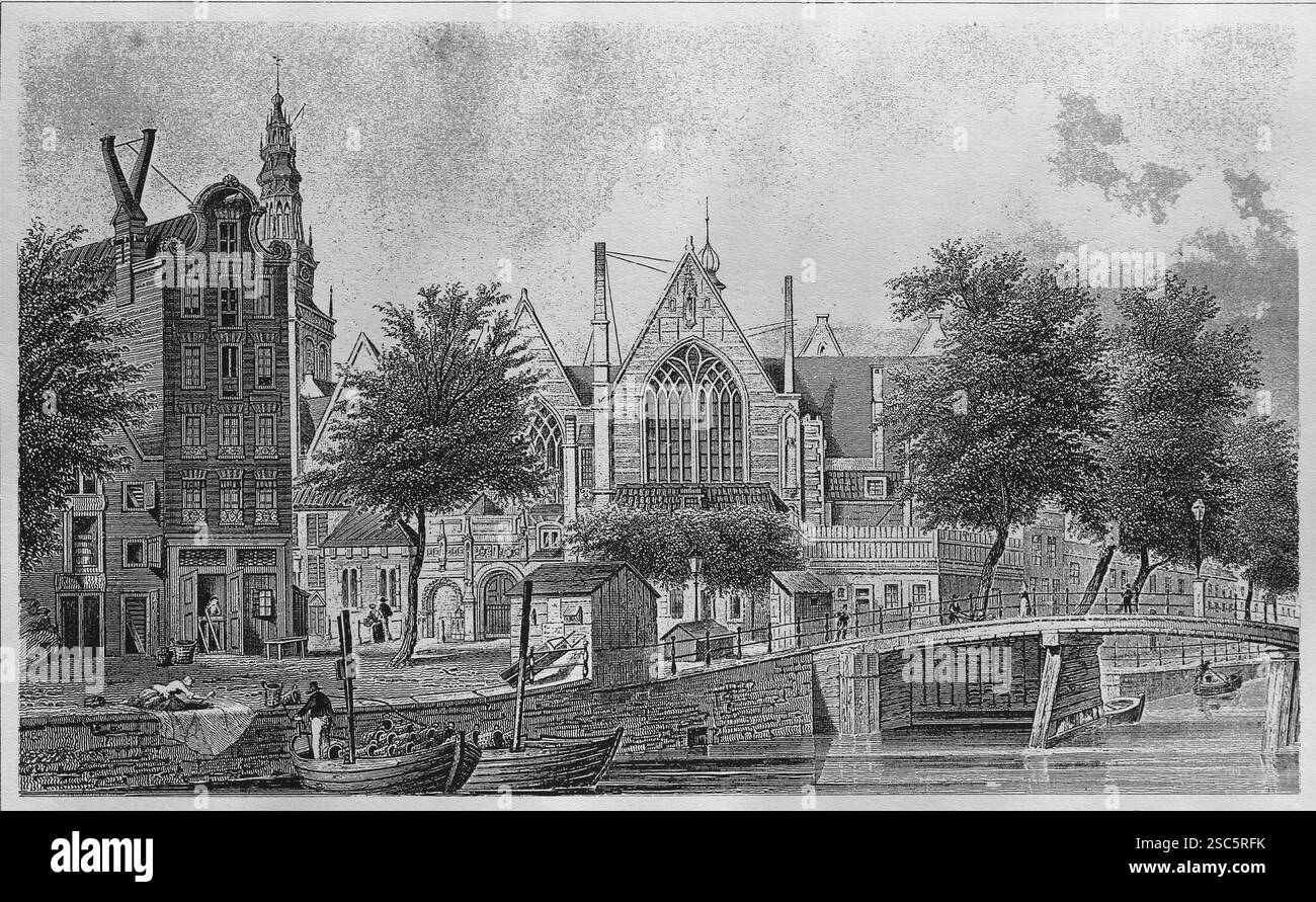Netherlands. Amsterdam. Oude Kerk or Old Church (1213). Engraving, 1858 ...