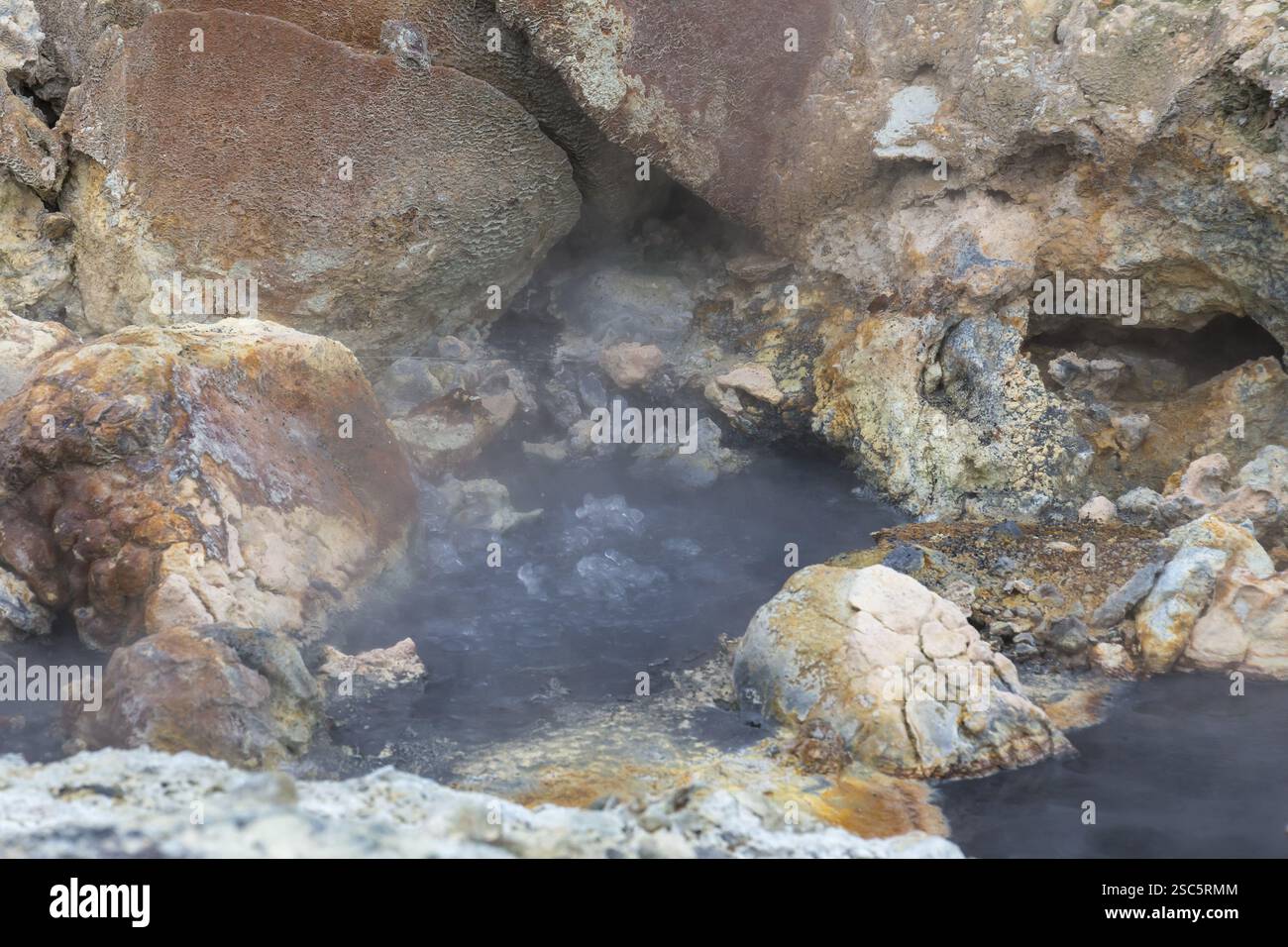 Solfatara field with hot pools and boiling mud at Seltun, Reykjanes ...