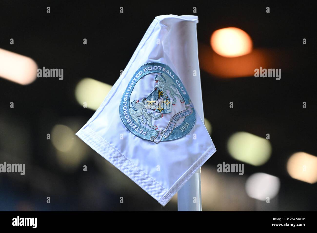 Close up of corner flag with club crest during the EFL Trophy Quarter ...