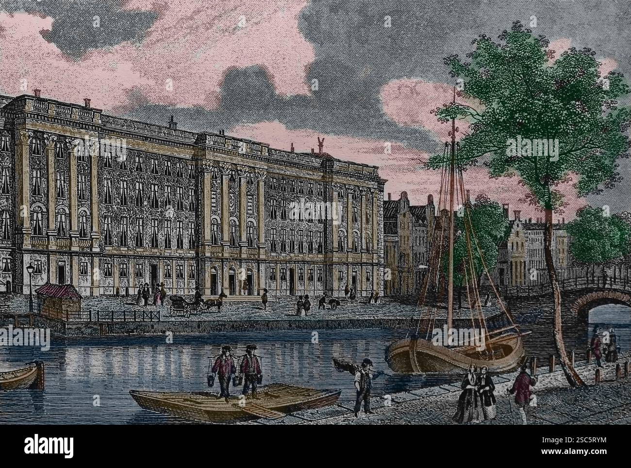 Netherlands. Amsterdam. Palace of Justice. Engraving, 1858. L. Thumling ...