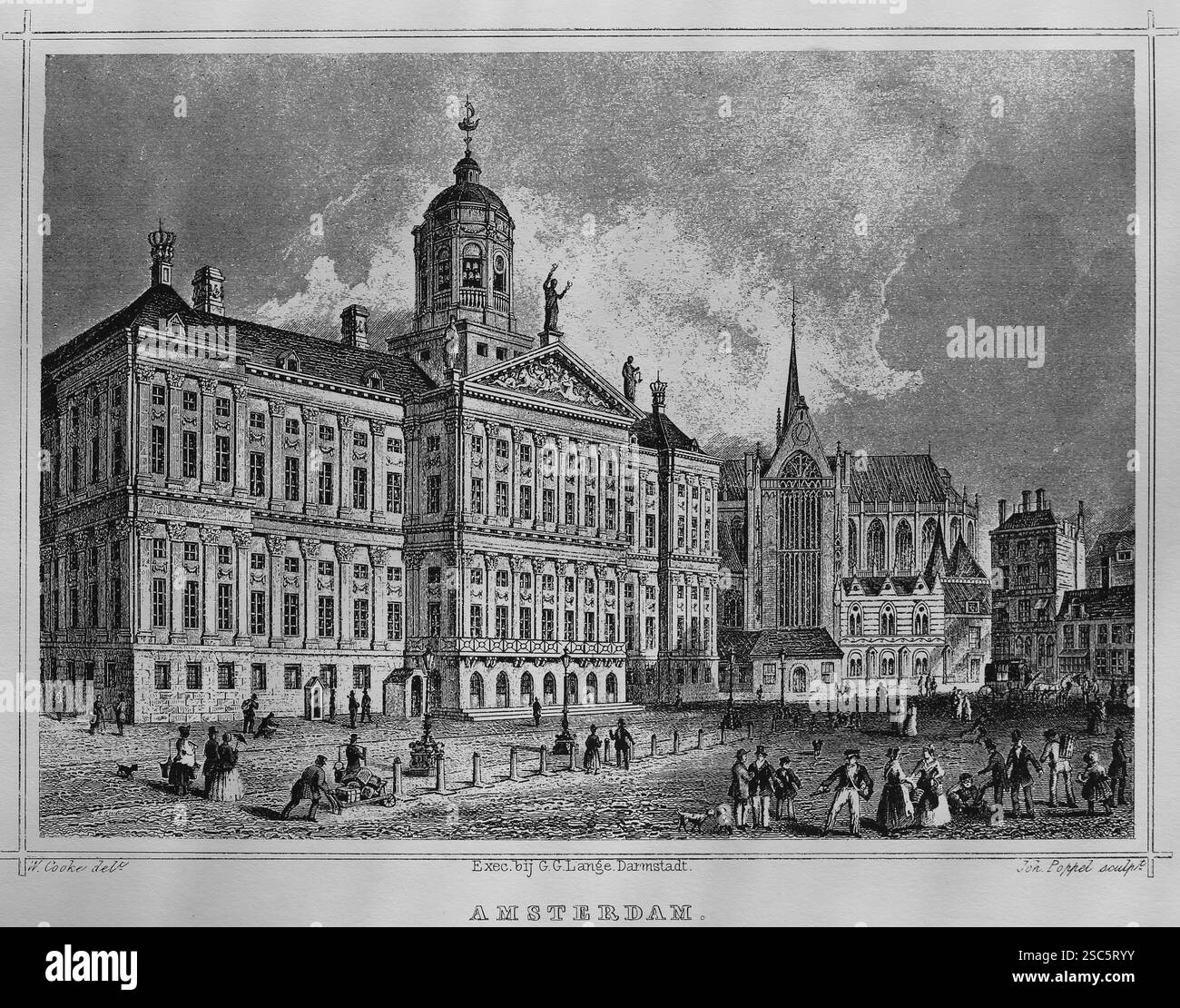 Netherlands. Amsterdam. Royal Palace. Engraving, 1858. w.J. Cooke ...