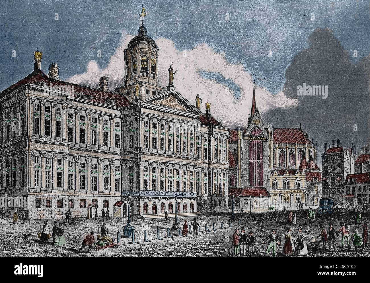 Netherlands. Amsterdam. Royal Palace. Engraving, 1858. w.J. Cooke ...