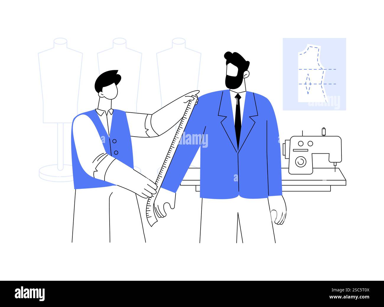 Taking clients measurements isolated cartoon vector illustrations Stock ...