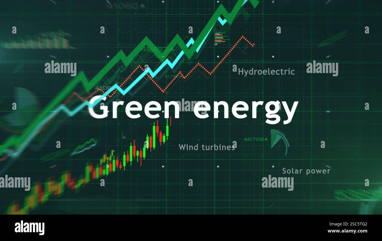 Green energy clean power and sustainable economy charts and graphs ...