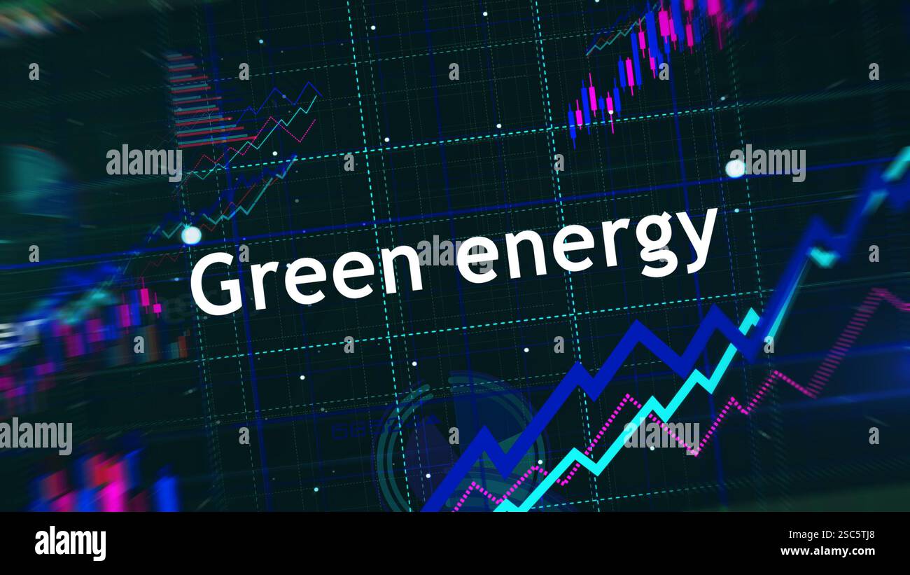 Green energy clean power and sustainable economy charts and graphs ...