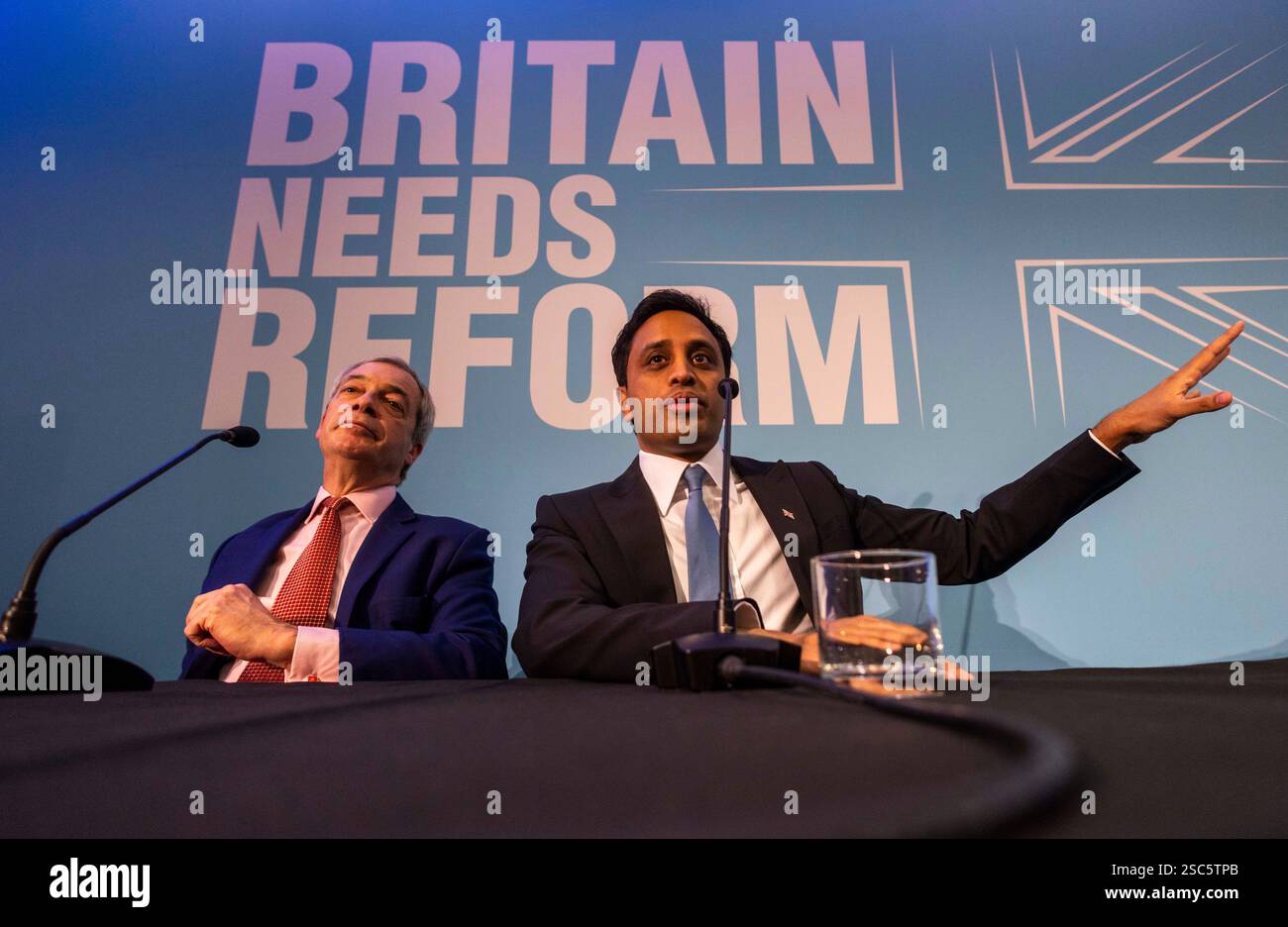 London, UK. 5th Feb, 2025. Reform Chairman, Zia Yusuf Nigel Farage ...