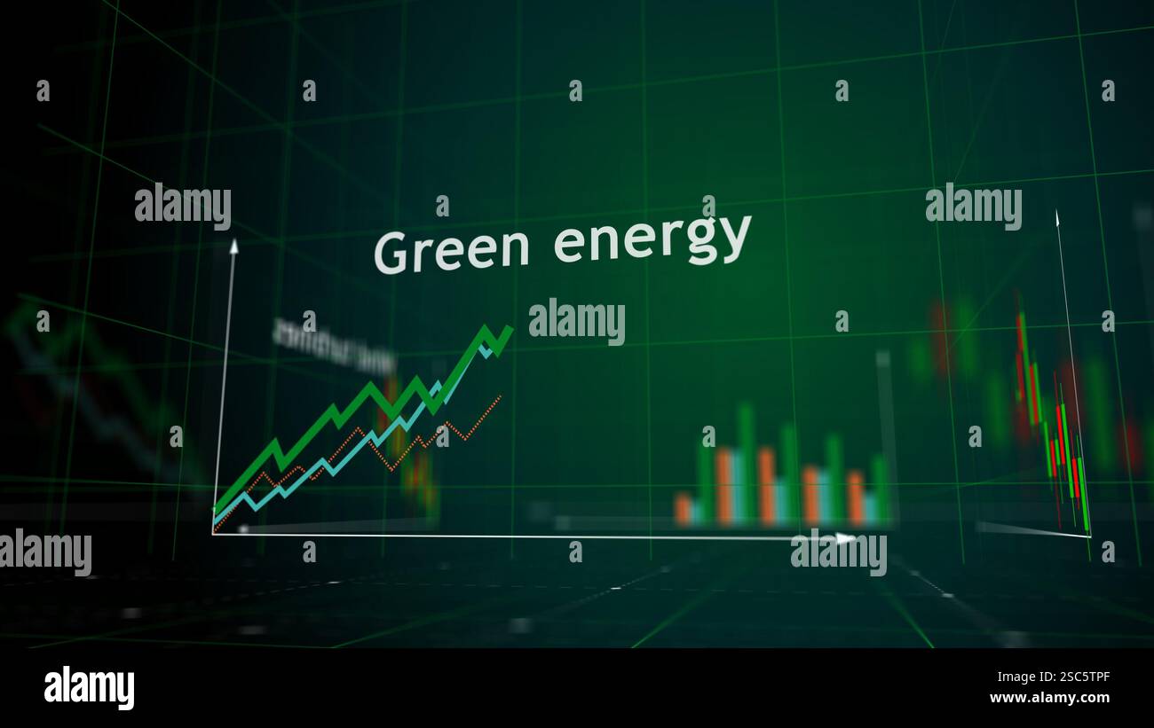 Green energy clean power and sustainable economy charts and graphs ...