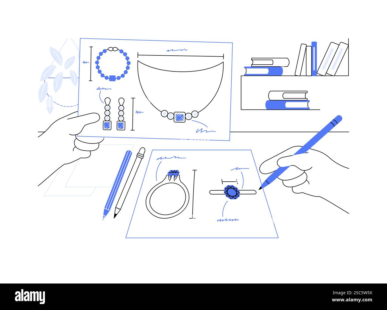 Creating jewelry design isolated cartoon vector illustrations Stock ...
