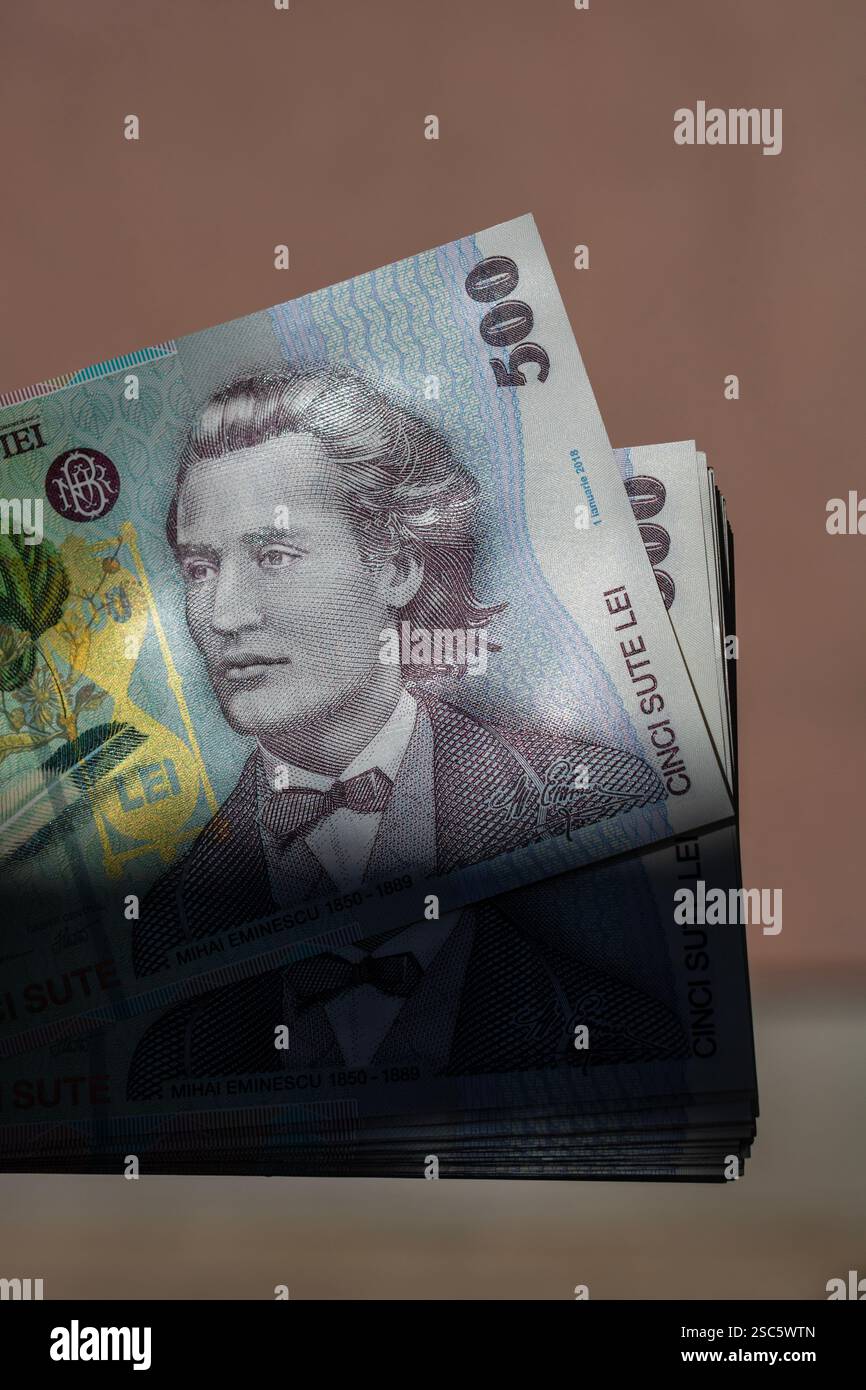 Romanian LEI Currency Banknote. RON Money Currency Stock Photo - Alamy
