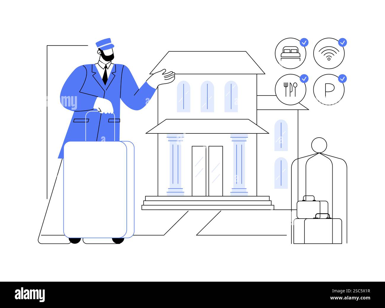 Doorman service isolated cartoon vector illustrations Stock Vector ...