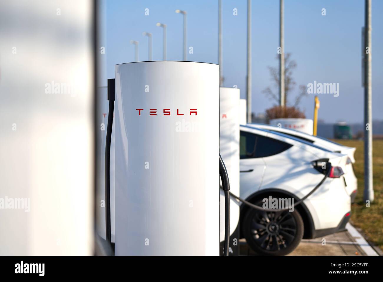 Ulm, Baden-Württemberg, Germany - February 5, 2025: Tesla V4 ...