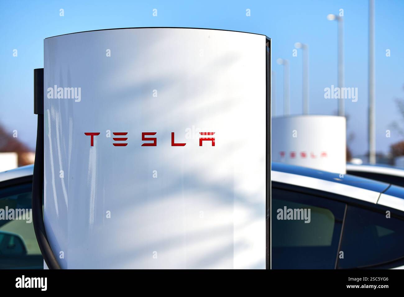 Ulm, Baden-Württemberg, Germany - February 5, 2025: Tesla V4 ...
