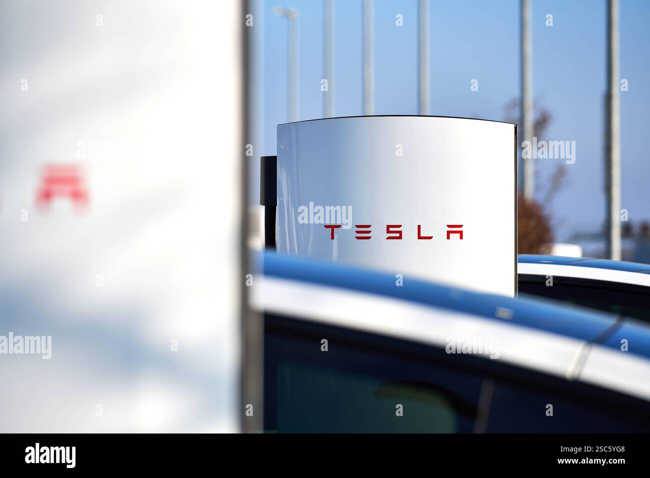 Ulm, Baden-Württemberg, Germany - February 5, 2025: Tesla V4 ...