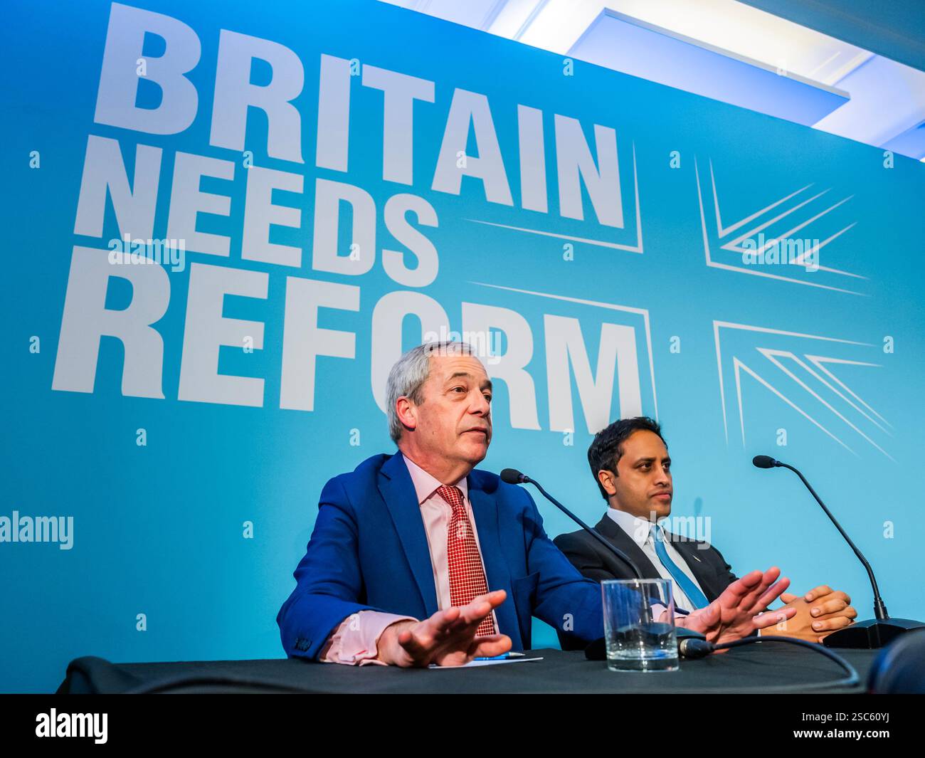 London, UK. 5th Feb, 2025. Nigel Farage MP and Zia Yusuf (both pictured ...