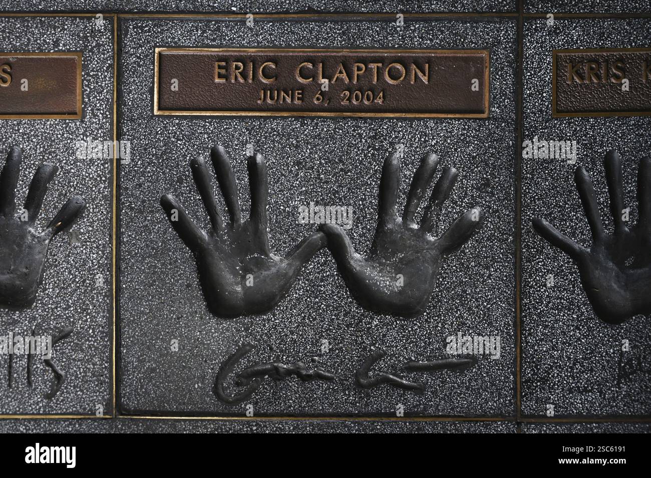 Handprints of Eric Clapton on the Rock Walk in the entrance area of the ...