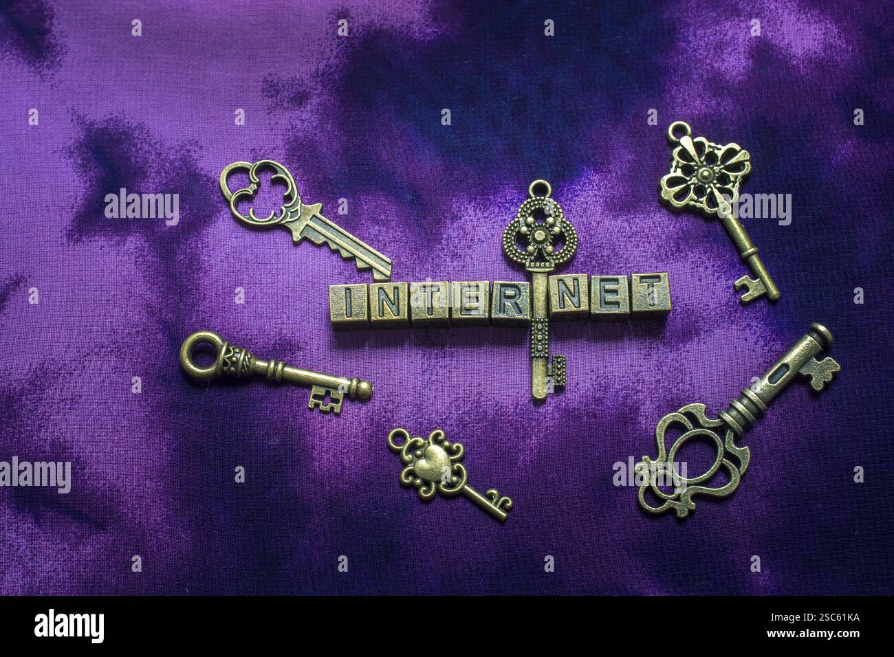 Internet wording with metal letters and metal keys as business concept ...