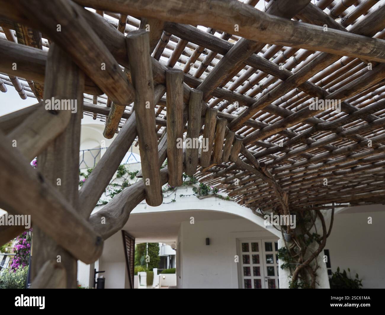 A picture of a detail of a wood veranda Stock Photo - Alamy