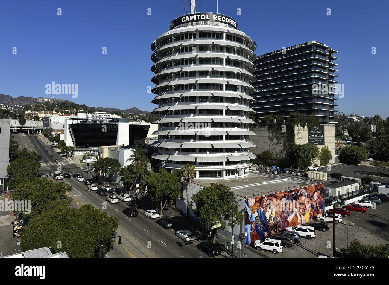 Capitol Tower, headquarters of Capitol Records in Hollywood, Los ...