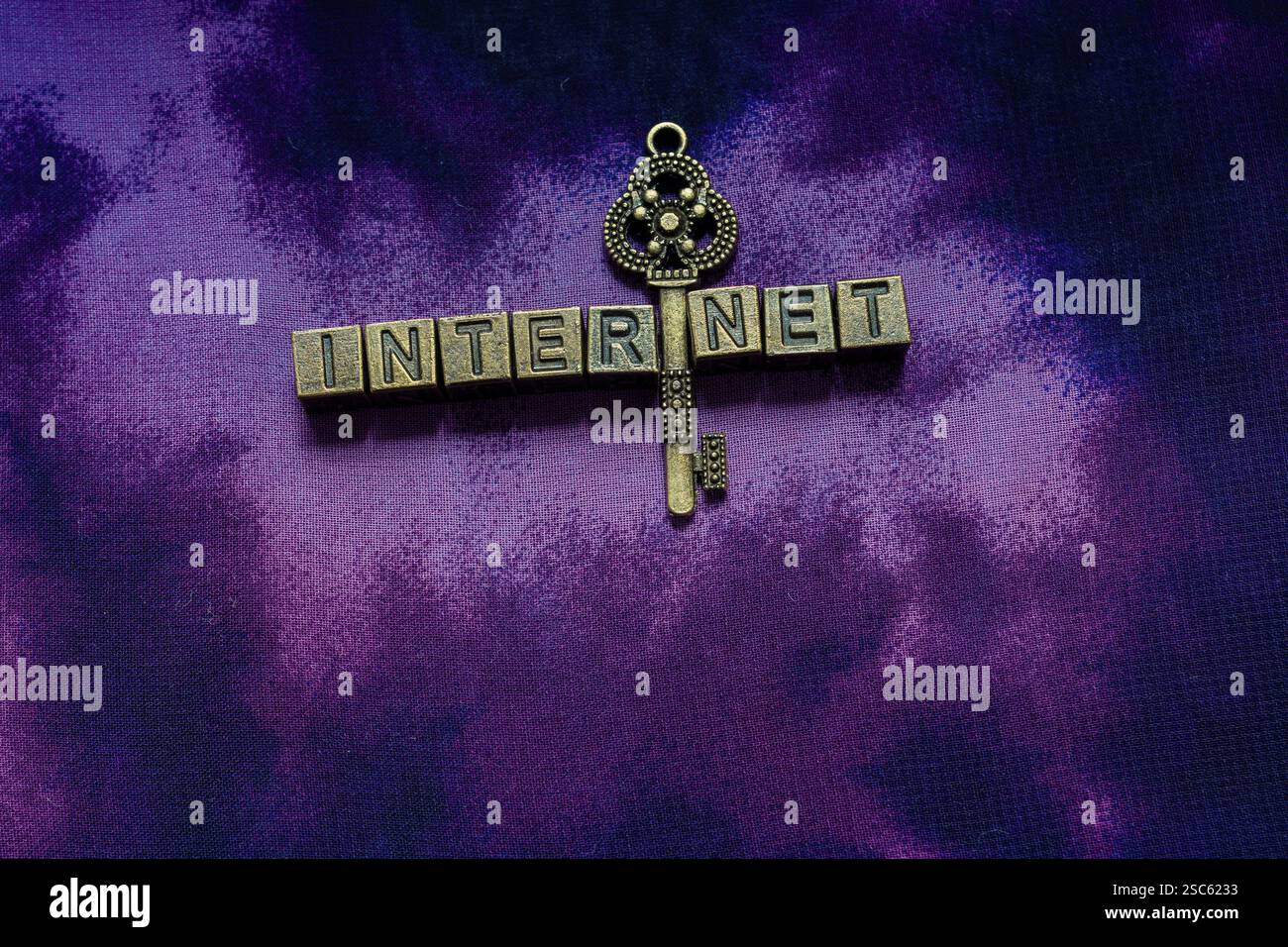 Internet wording with metal letters and metal key as business concept ...