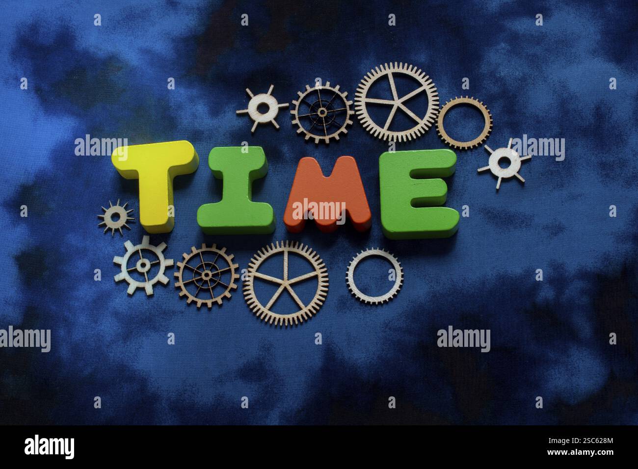 Colorful time wording with gears as time concept Stock Photo - Alamy
