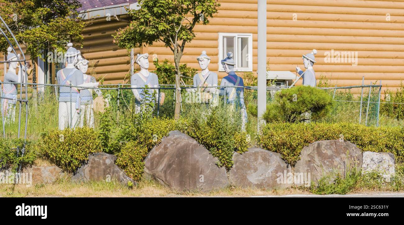 Daejeon, South Korea, August 17, 2018: Statues of Korean male Pungmul ...