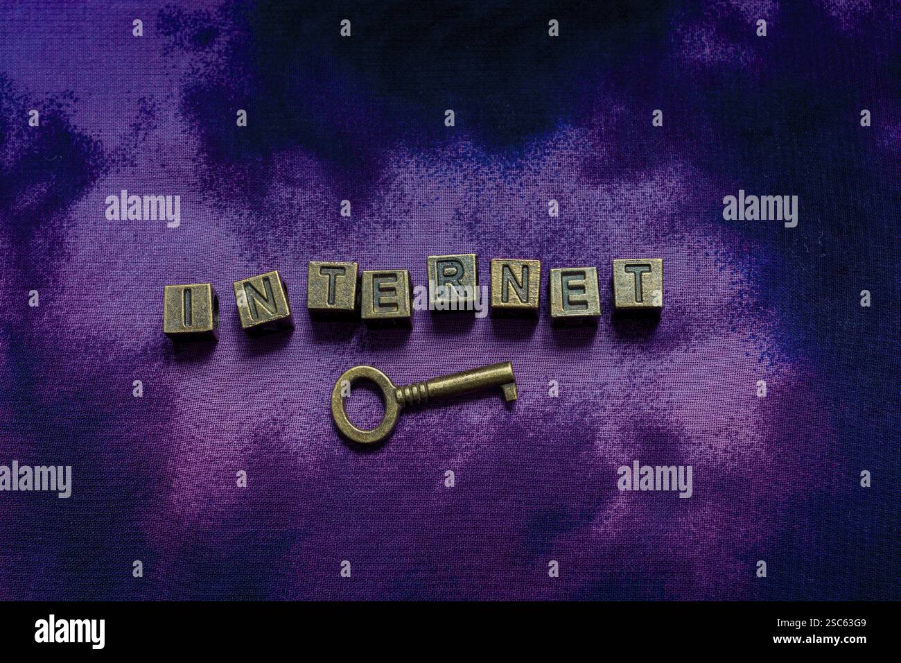 Internet wording with metal letters and metal key as business concept ...