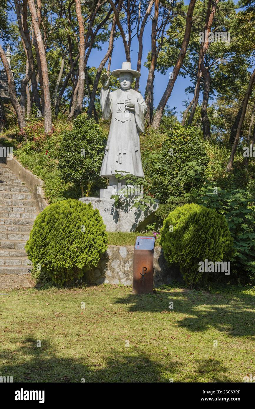 Iksan, South Korea, October 12, 2022: Statue of Father Kim Daegun at ...