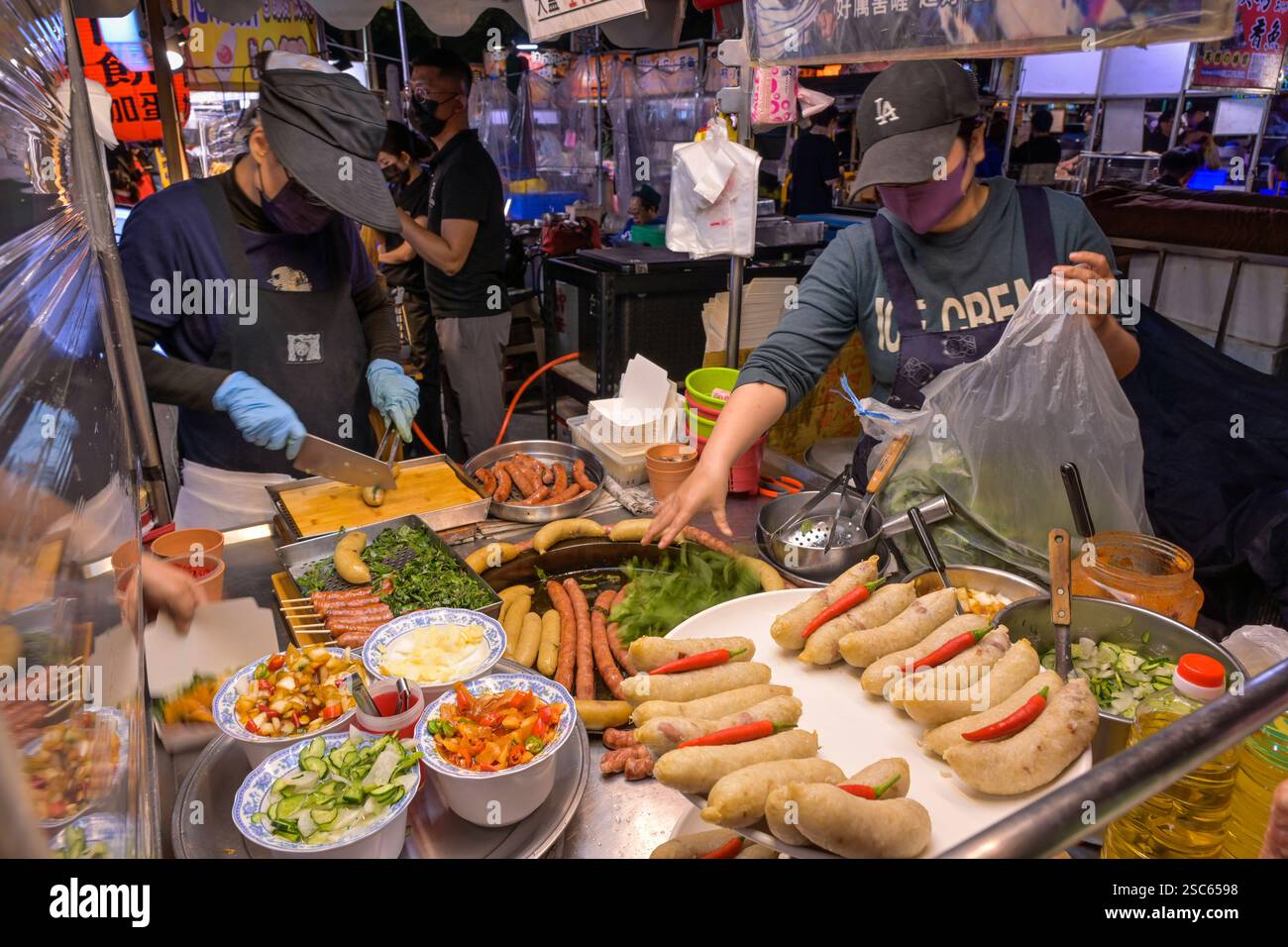 Würste, Essensstand, Hua Yuan Night Market, Hai an Rd, North District, Tainan, Taiwan ...