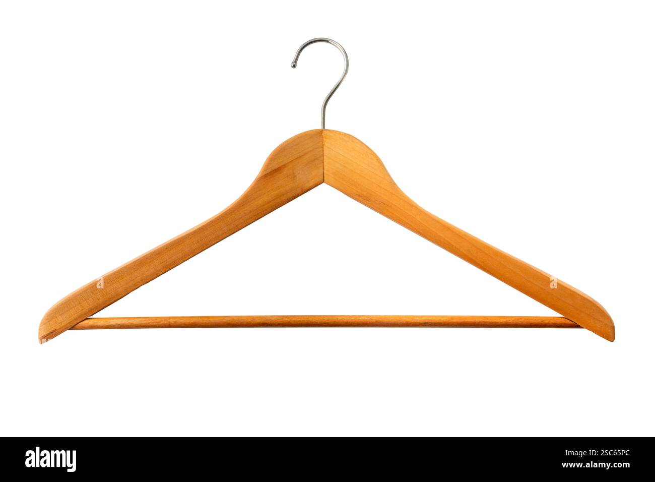 Wooden empty cloth hanger isolated on white with clipping path included ...