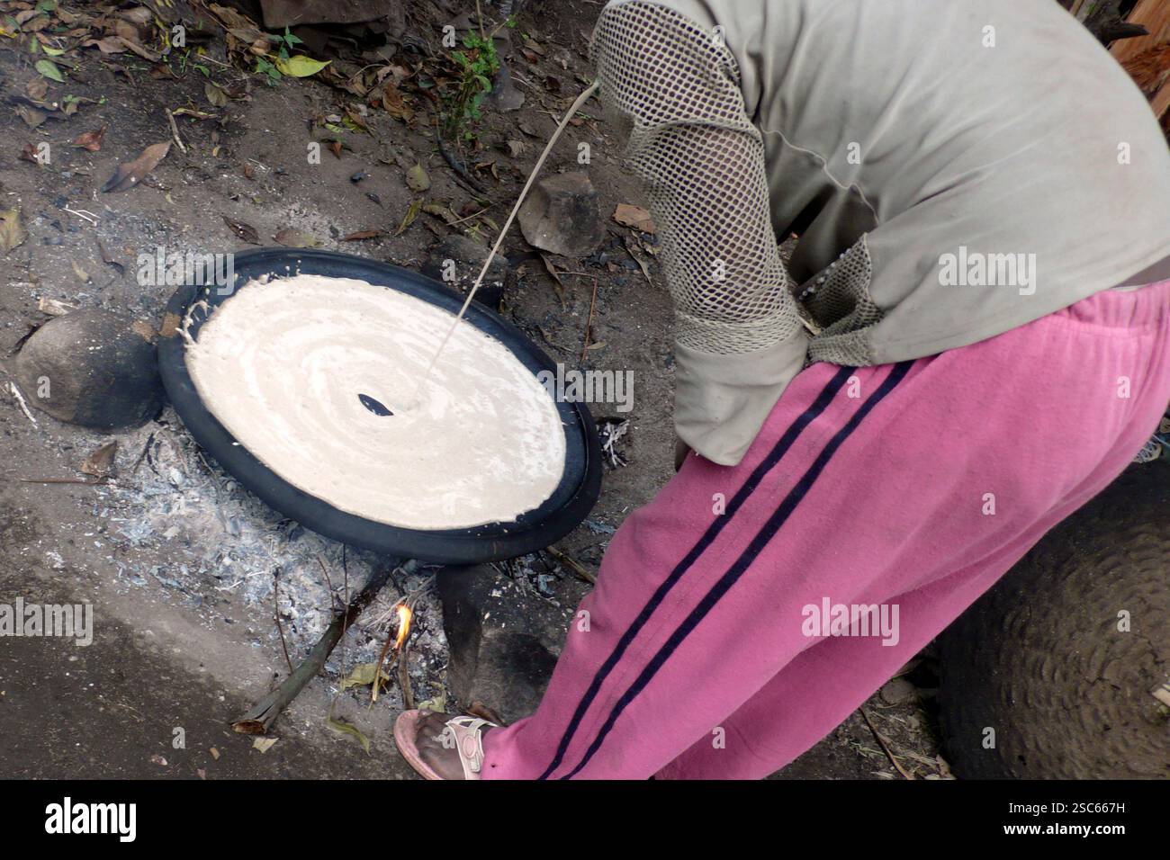 The Preparation Of Angera. Ethiopian Bread (jinka-ethiopia Stock Photo ...