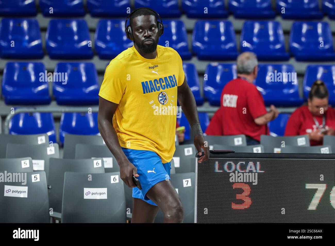 Marial Shayok of Maccabi Playtika Tel Aviv warms up during the Turkish ...