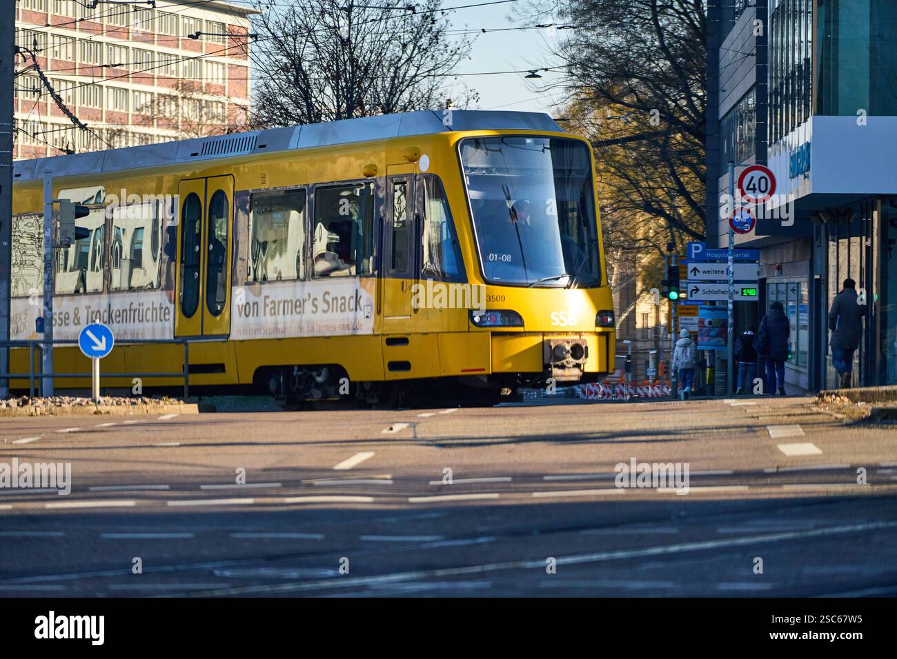 Baden-Württemberg, Stuttgart, Germany - February 5, 2025: A yellow SSB ...
