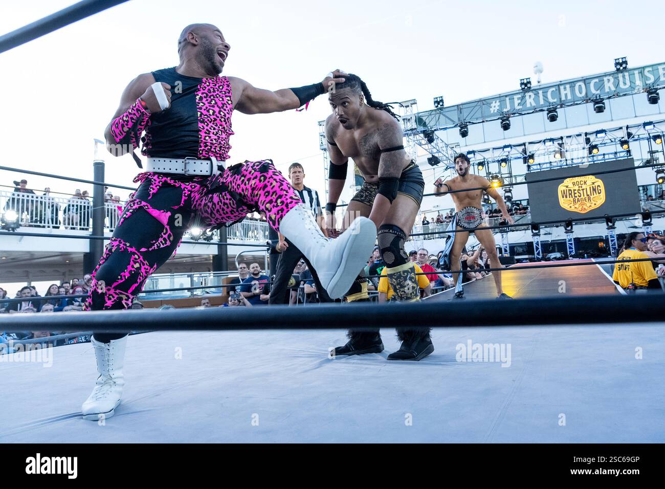Jay Lethal, left, and Mason Madden are seen during Chris Jericho's Rock ...