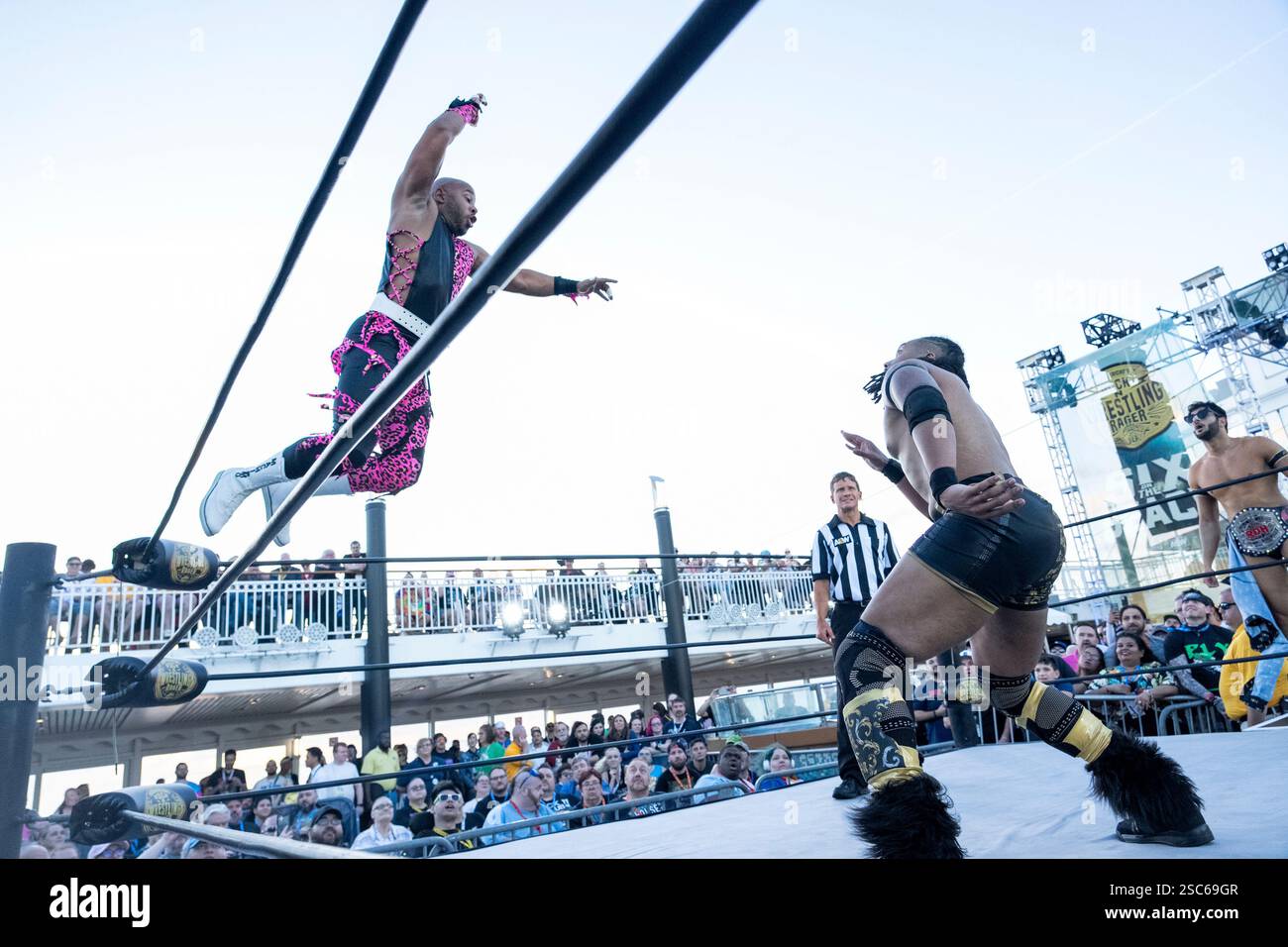 Jay Lethal, left, and Mason Madden are seen during Chris Jericho's Rock ...